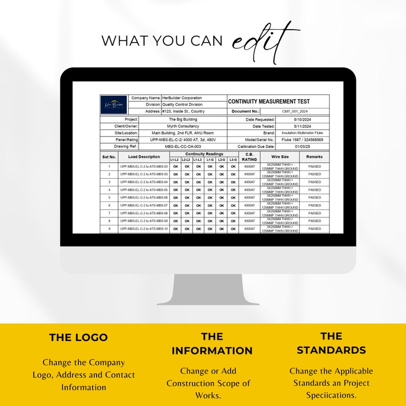 Continuity Test Form, Electrical Testing Template, Testing and ...