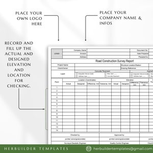 Survey Report Form for Road Construction, Concrete Pavement ...