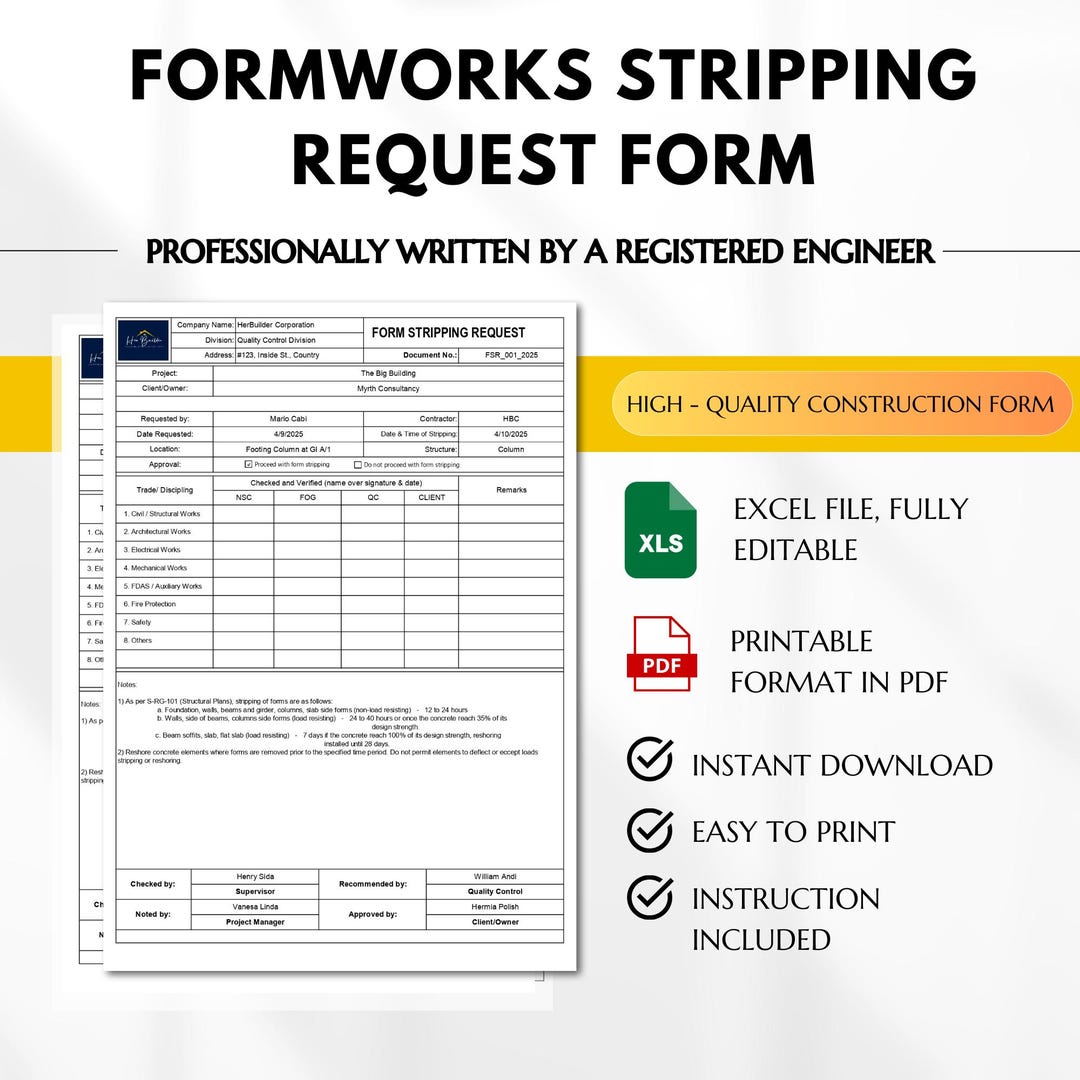 Formworks Stripping Request, Form Shutter Request Form, Formworks ...