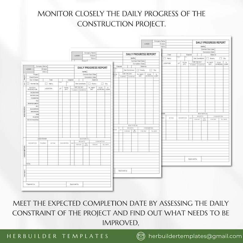 Construction Daily Progress Report Form, Daily Construction Work ...