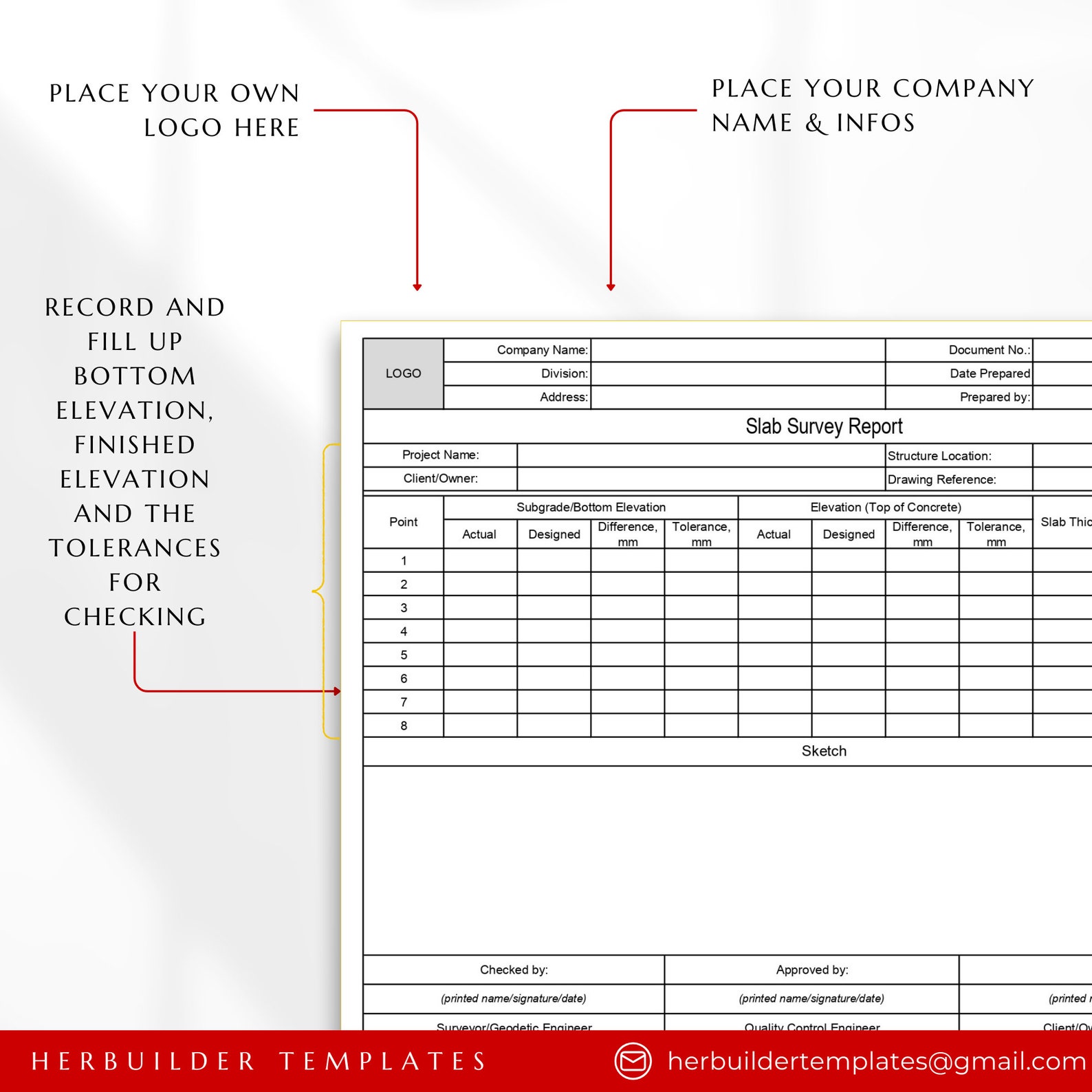 Survey Report Form for Slab, Survey Report for Slab on Grade and ...