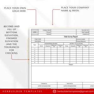 Survey Report Form for Slab, Survey Report for Slab on Grade and ...