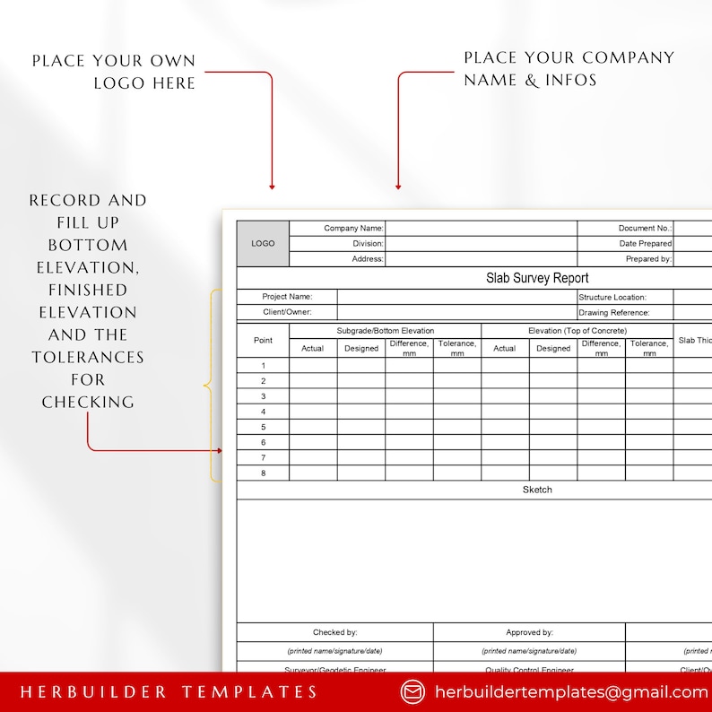 Survey Report Form for Slab, Survey Report for Slab on Grade and ...