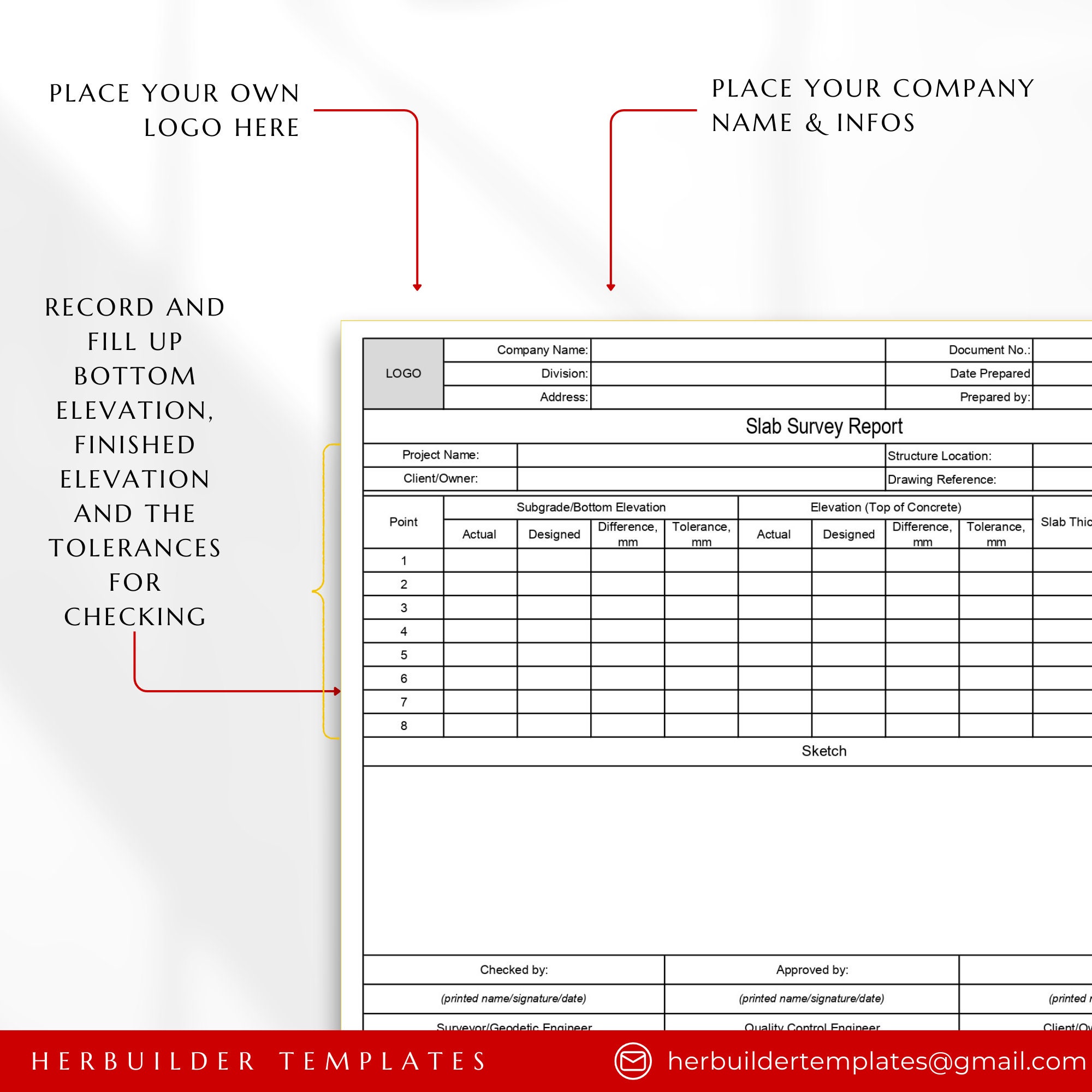 Survey Report Form for Slab, Survey Report for Slab on Grade and ...