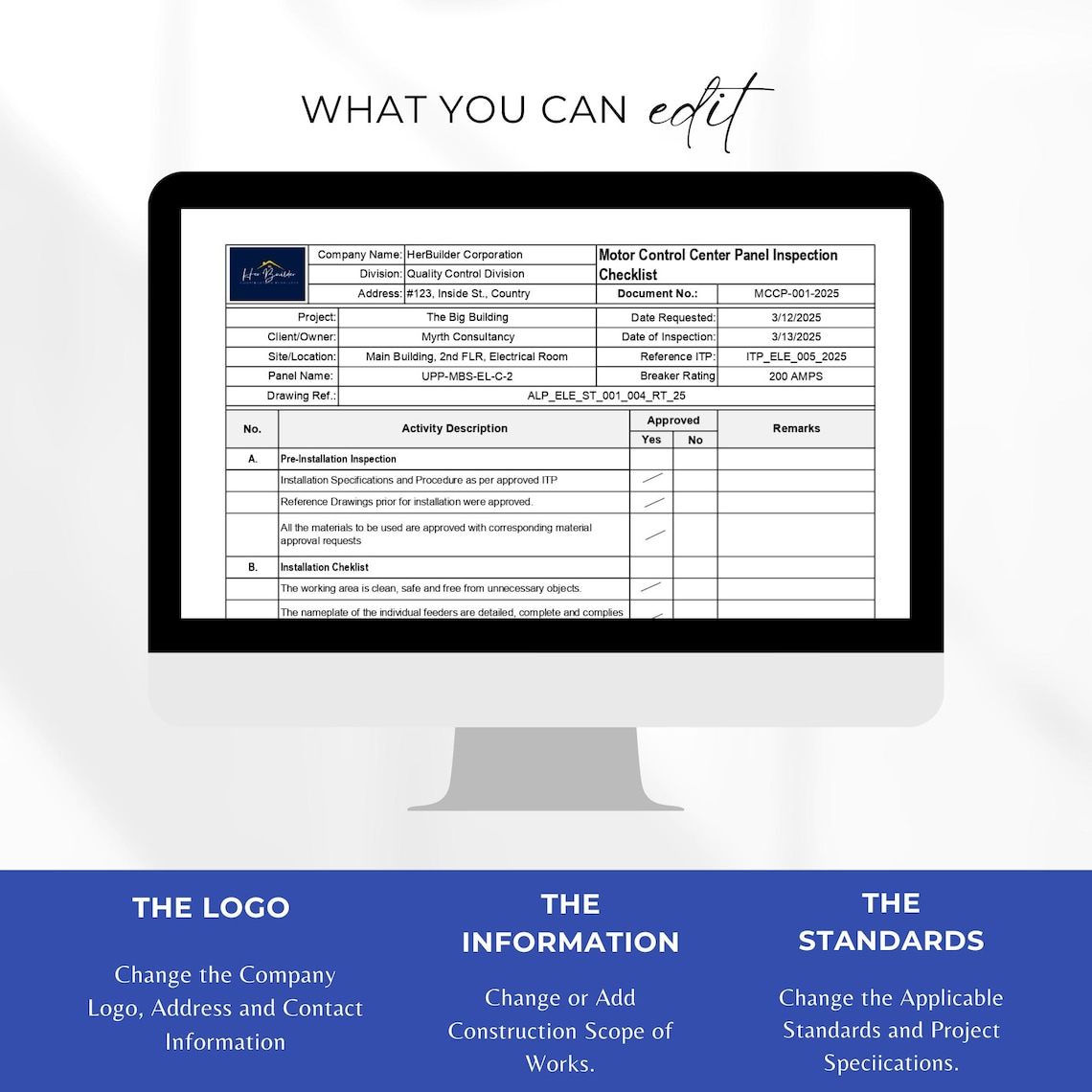 Motor Control Center Panel Checklist, MCC Panel Checklist, Panel Board ...
