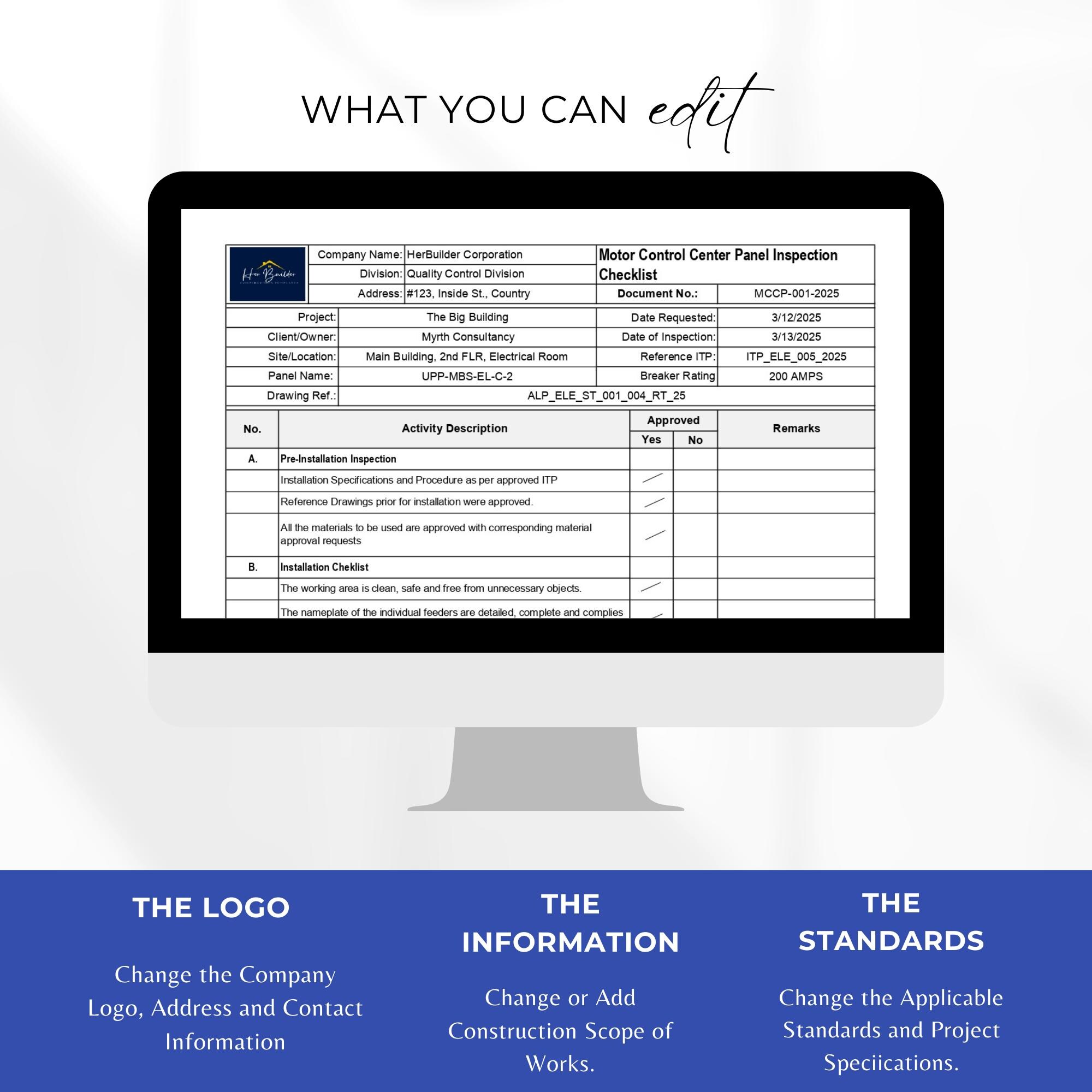 Motor Control Center Panel Checklist, MCC Panel Checklist, Panel Board ...