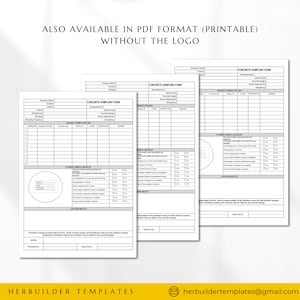 Concrete Sampling Form, Concrete Cylinder Sampling Template, Concrete ...