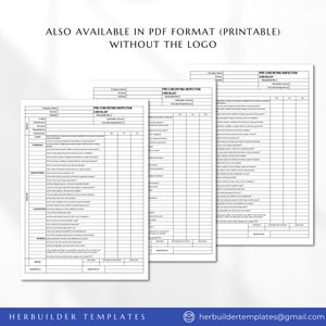 Pre-pouring Inspection Checklist Form, Pre-concreting Checklist ...