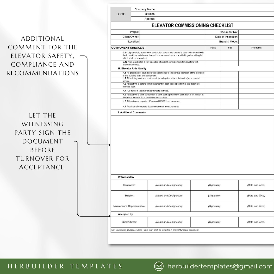 Elevator Commissioning Checklist, Lift Commissioning, Elevator ...