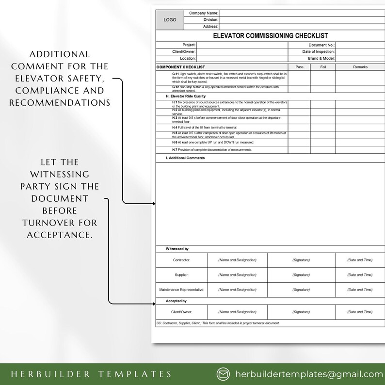 Elevator Commissioning Checklist, Lift Commissioning, Elevator ...