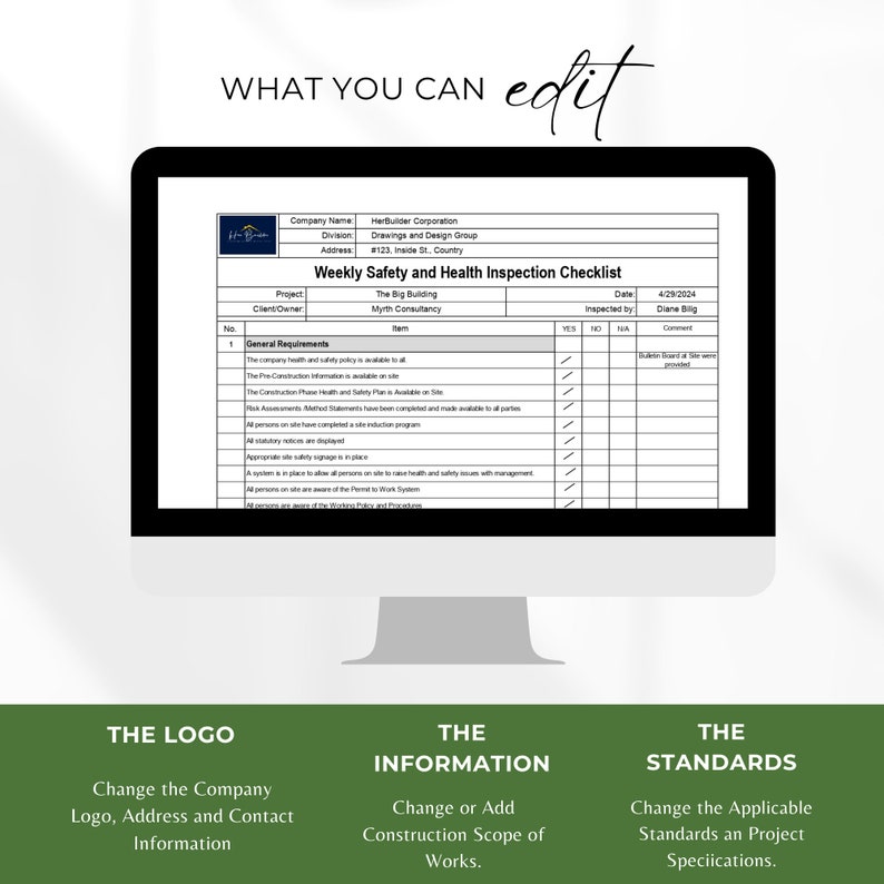 Construction Safety and Health Inspection Checklist, Construction ...
