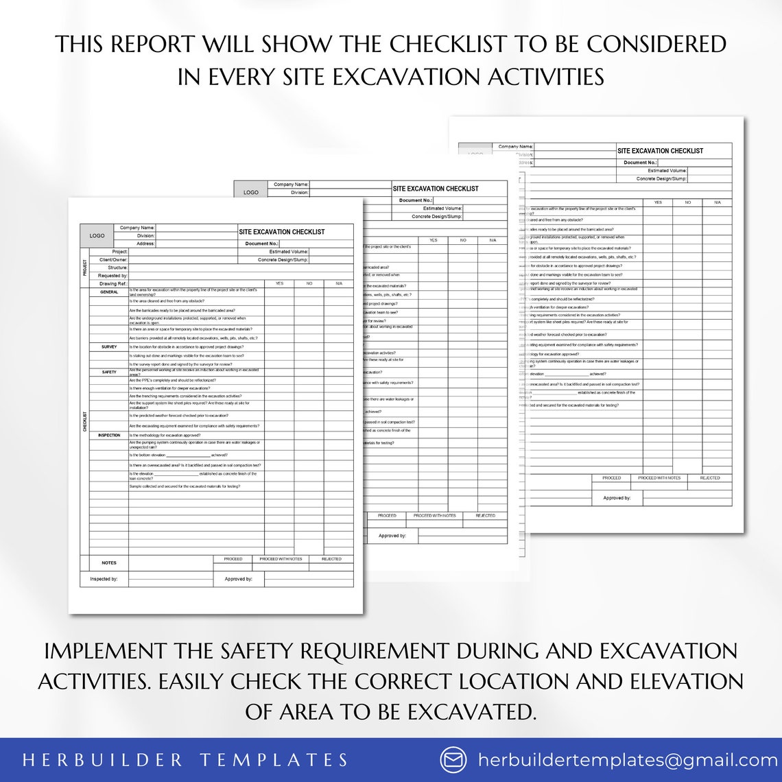 Site Excavation Inspection Checklist, Site Works Checklist, Backfilling ...