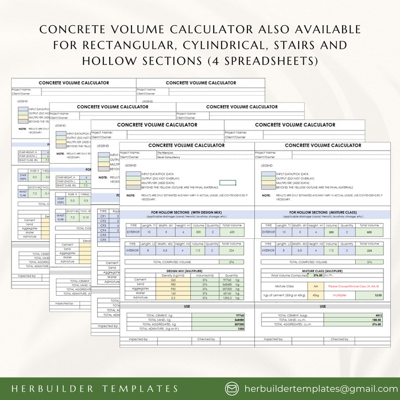 Concrete Estimate Calculator, Project Estimate Template, Construction ...