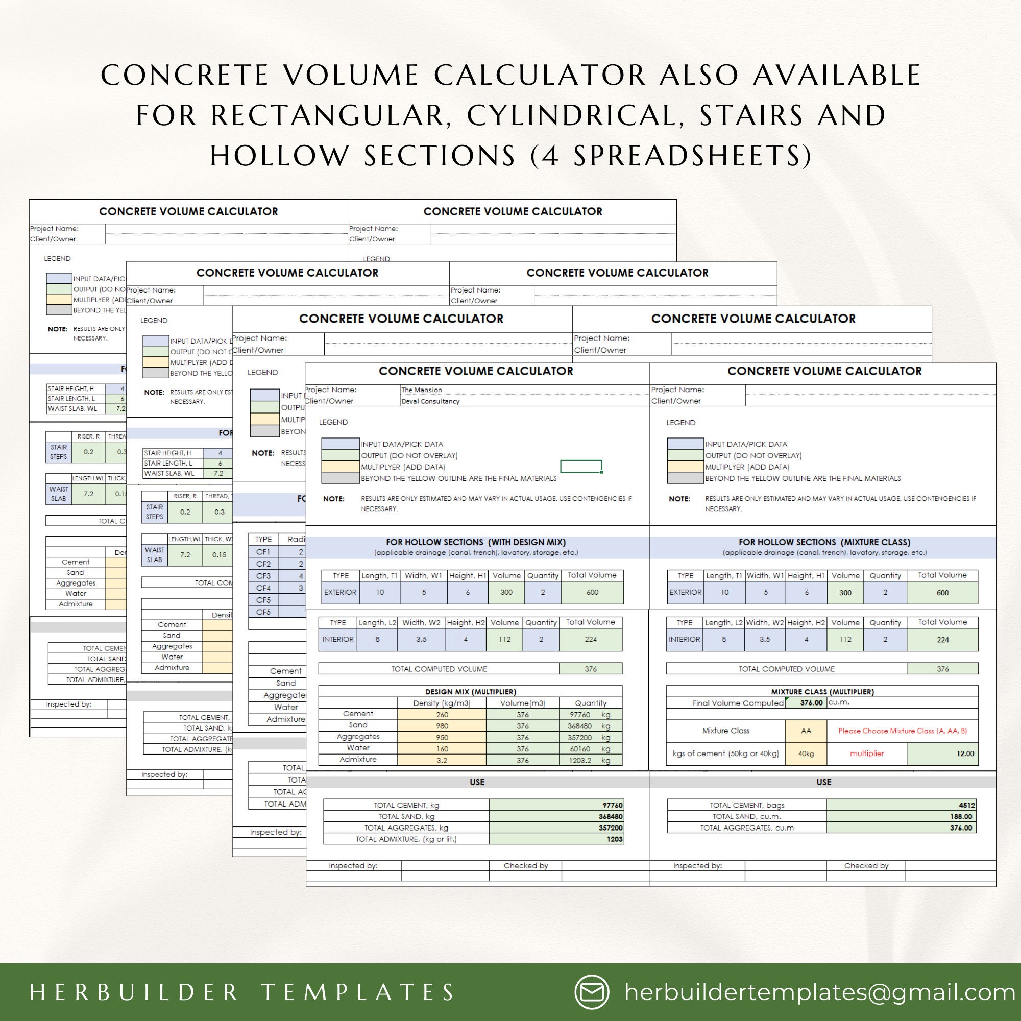 Concrete Estimate Calculator, Project Estimate Template, Construction ...
