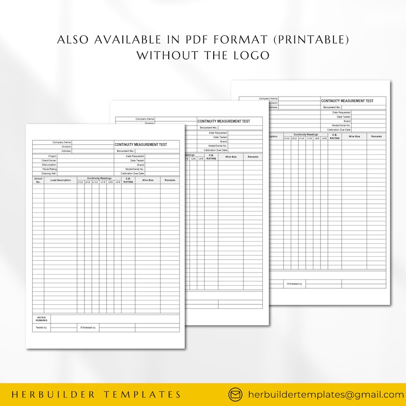 Continuity Test Form, Electrical Testing Template, Testing and ... Continuity Test Form, Electrical Testing Template, Testing and ...