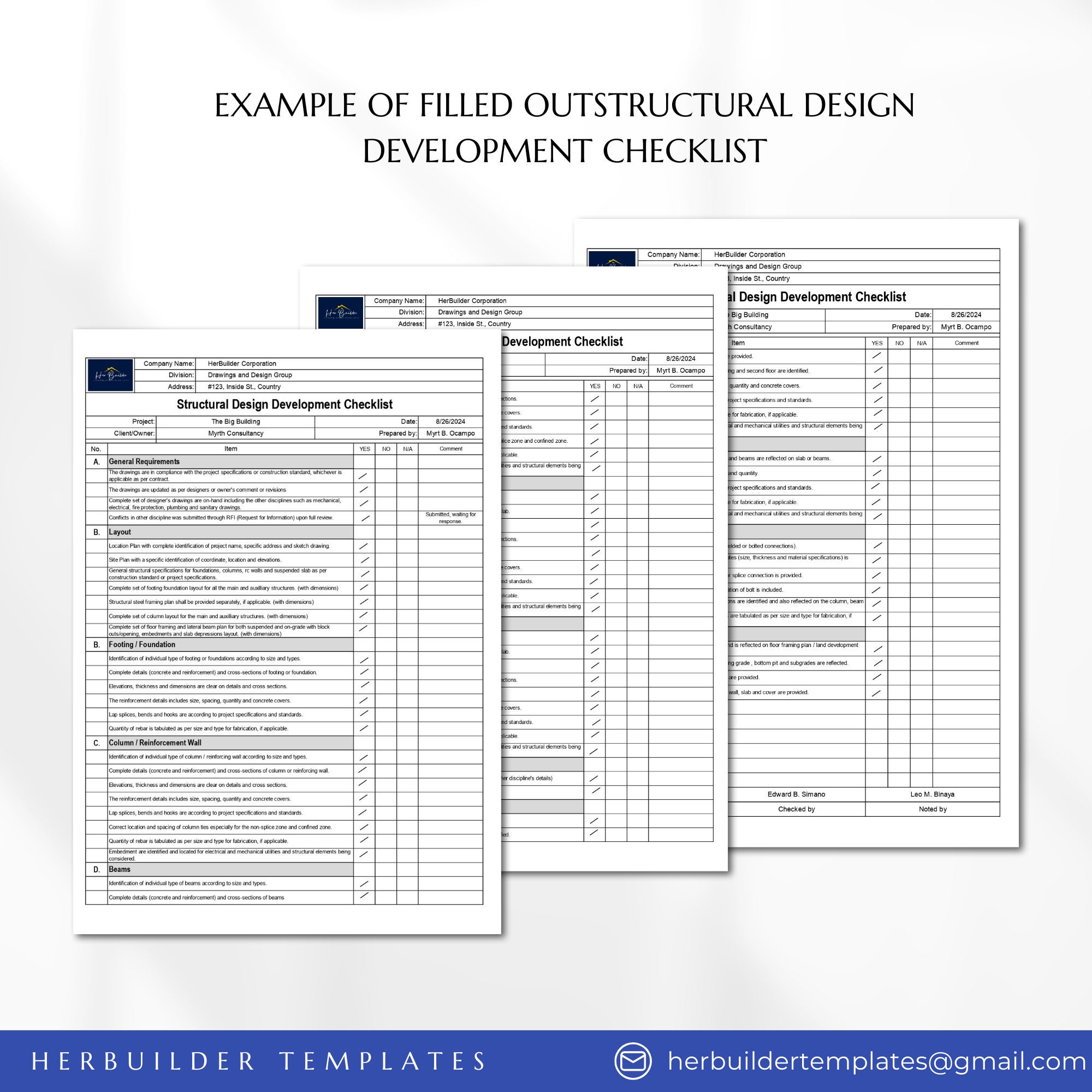 Structural Design Development Checklist Drawing Checklist Design