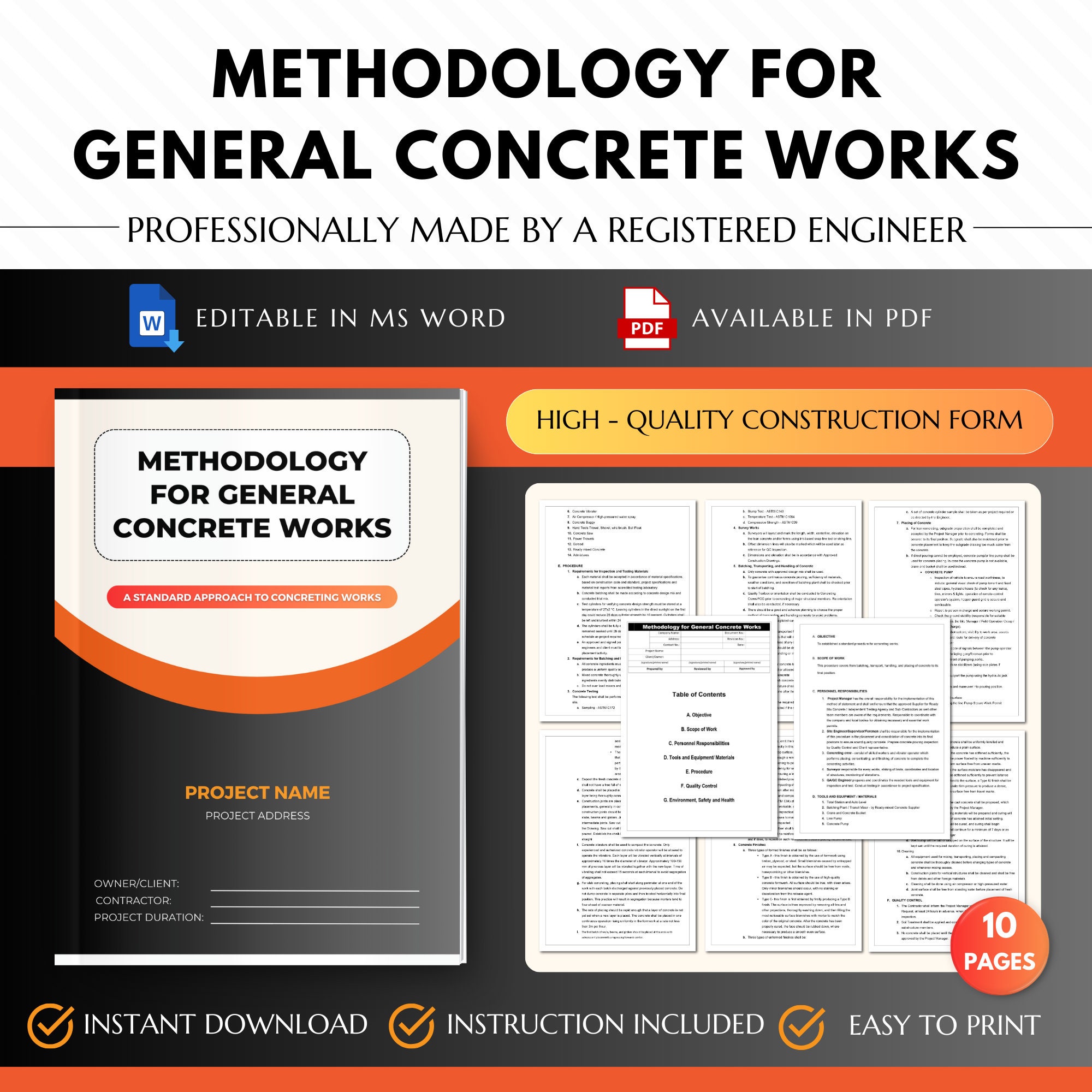 Methodology for General Concrete Works, Concrete Pouring Methodology ...
