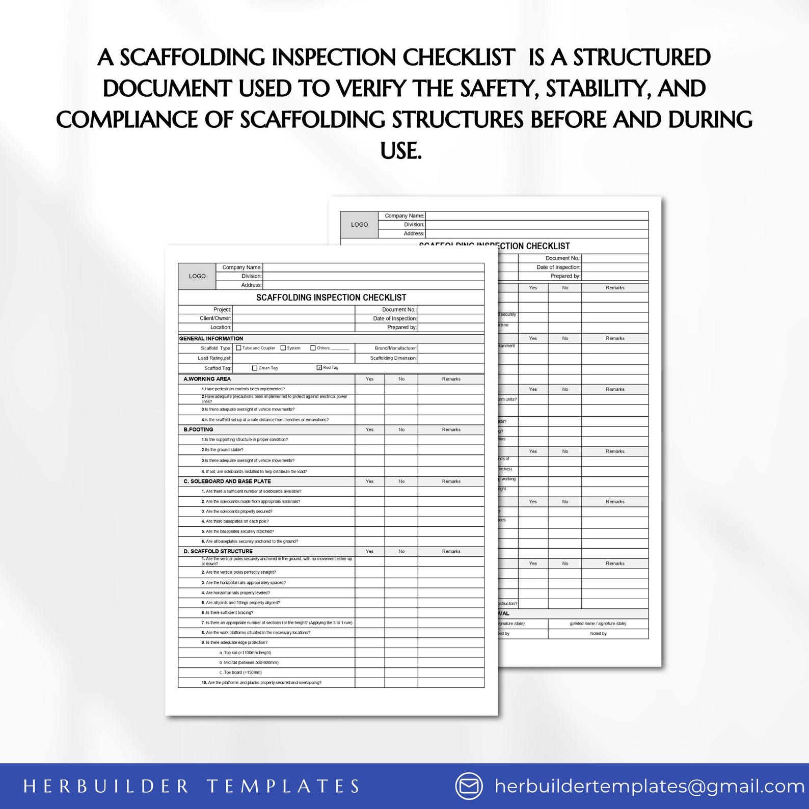 Scaffolding Inspection Checklist, Scaffolding System, Scaffolding ...
