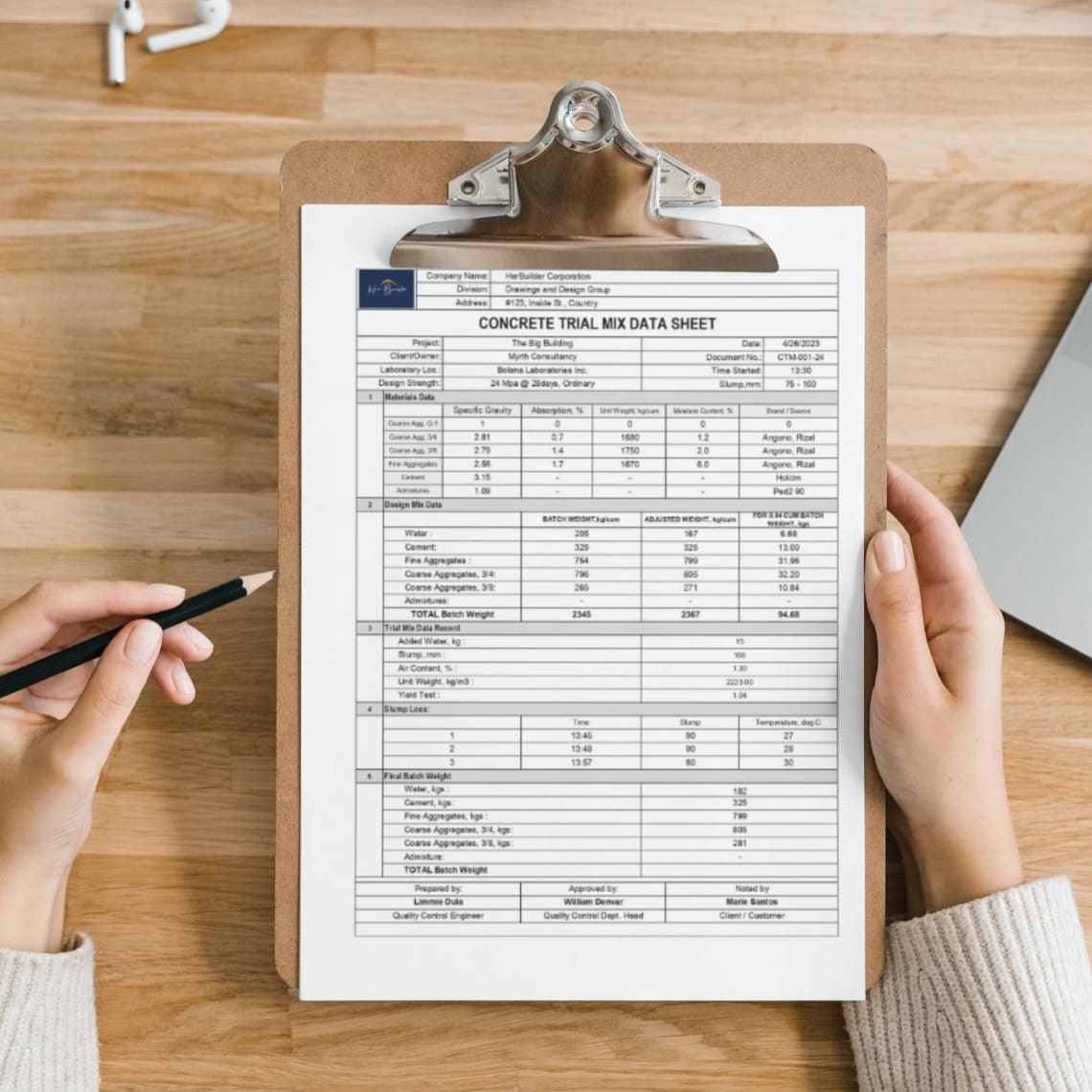 Concrete Trial Mix Data Sheet, Concrete Trial Batch, Ready Mix Concrete ...