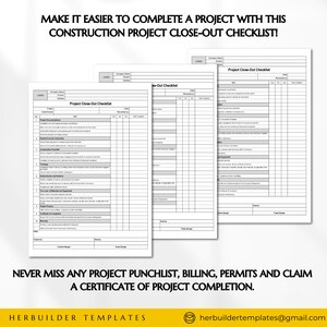 Project Close-out Checklist, Project Completion Form, Certificate of ...