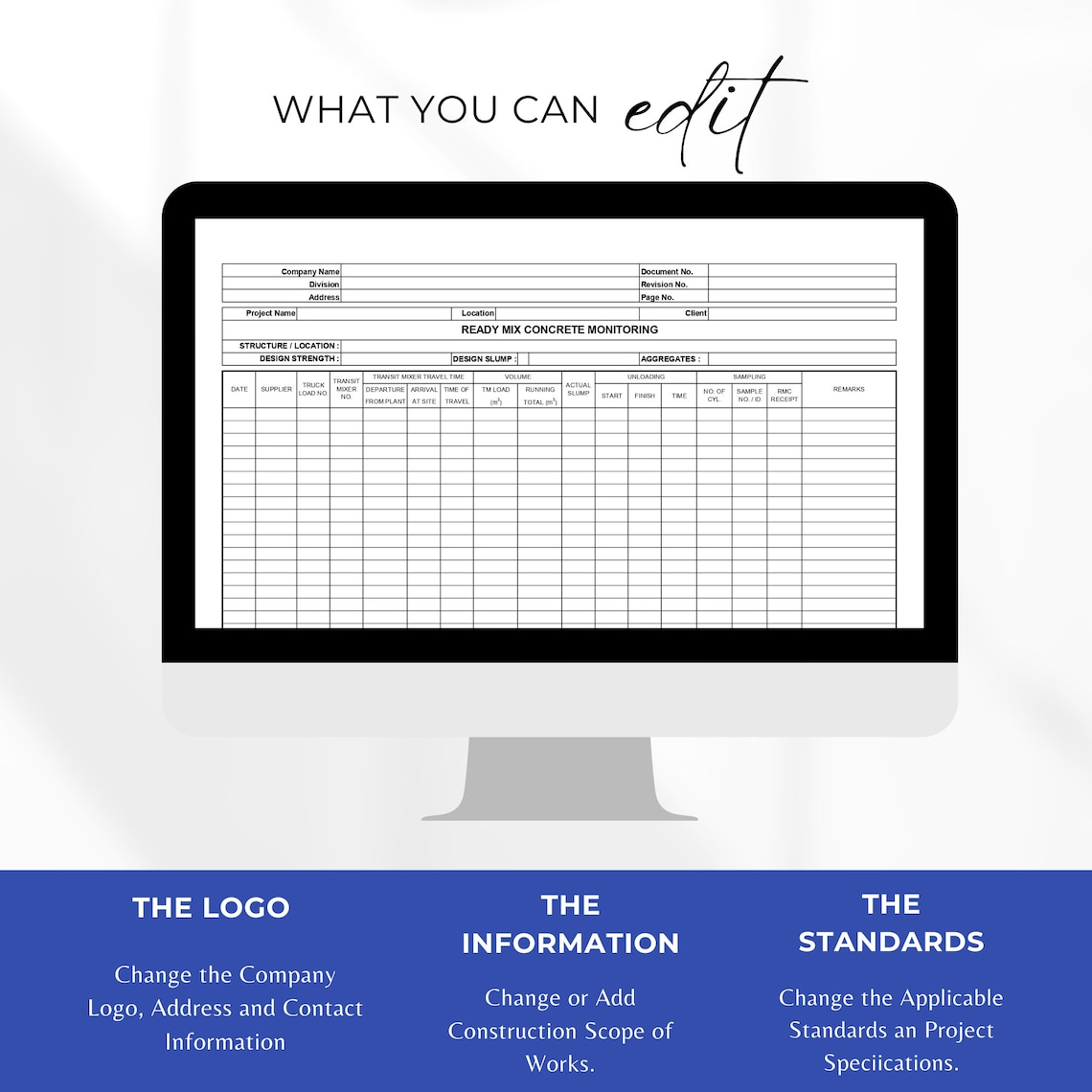 Ready Mix Concrete Monitoring Form, Concrete Pouring Monitoring Log ...