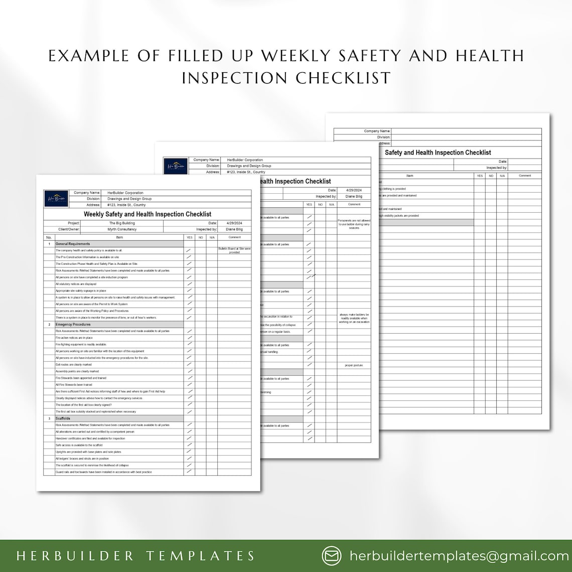 Construction Safety and Health Inspection Checklist, Construction ...