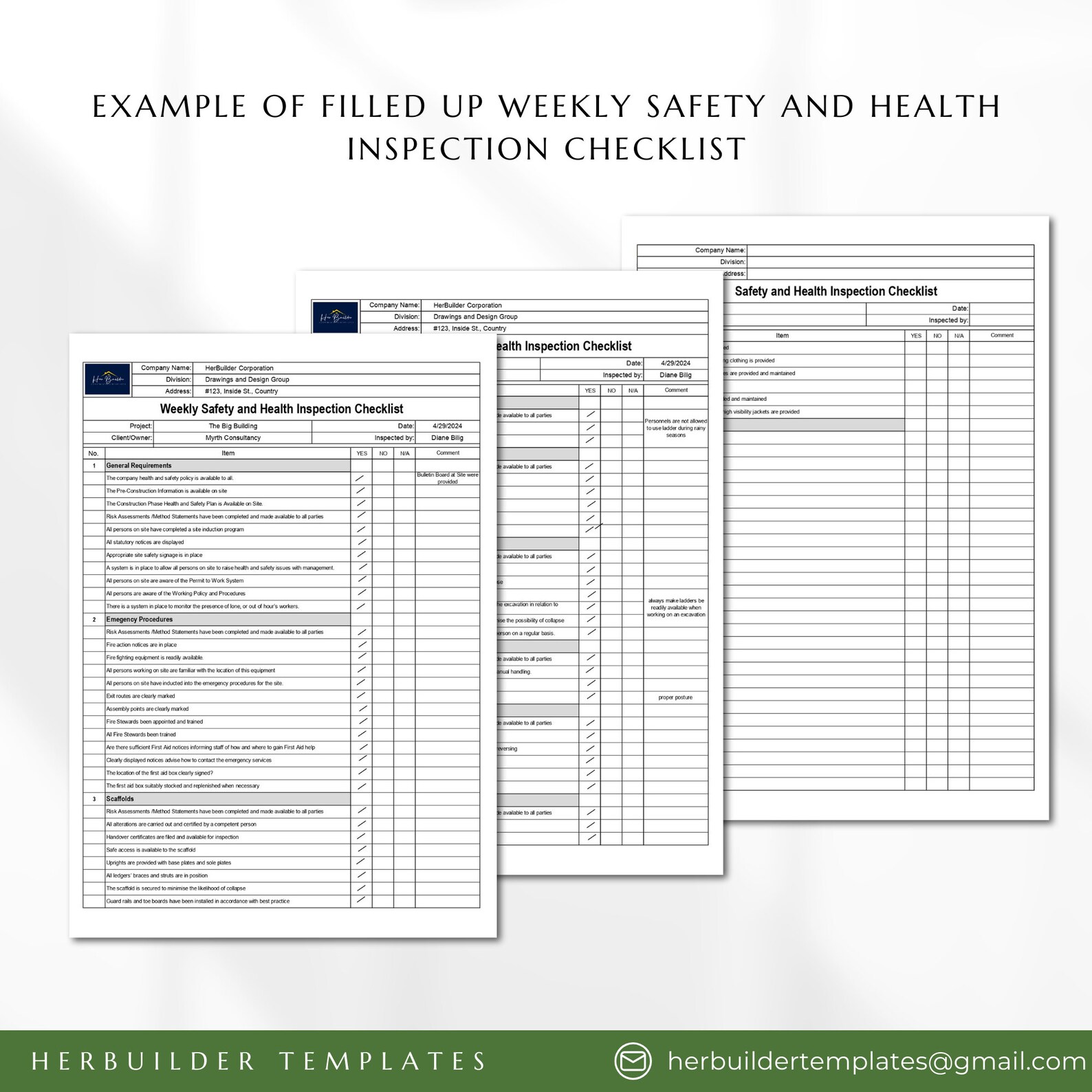 Construction Safety and Health Inspection Checklist, Construction ...