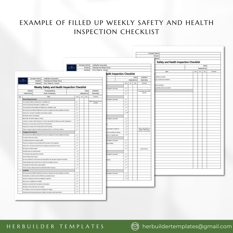 Construction Safety and Health Inspection Checklist, Construction ...