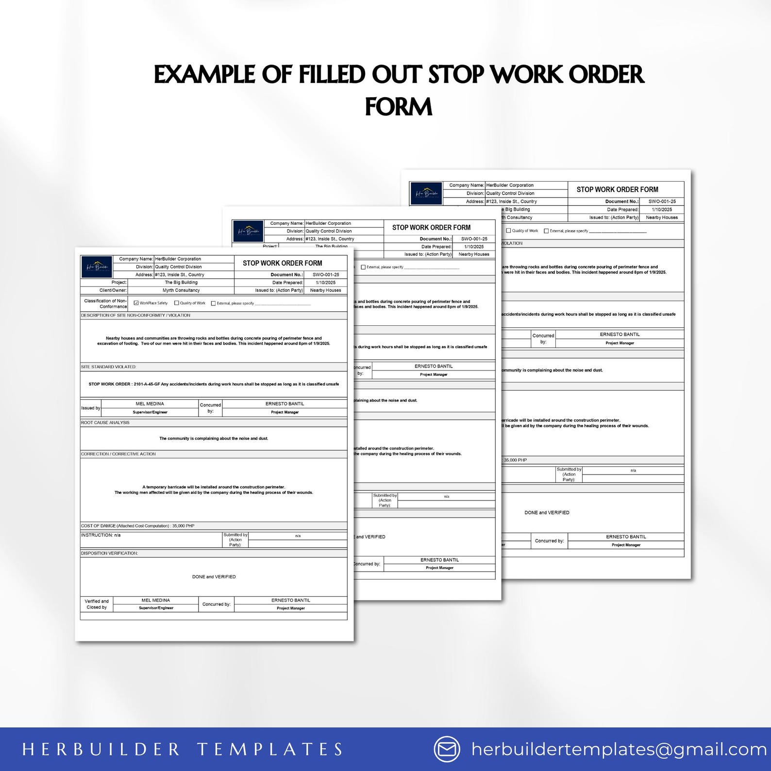 Stop Work Order Form, Construction Stop Work Order Form, Safety Form ...