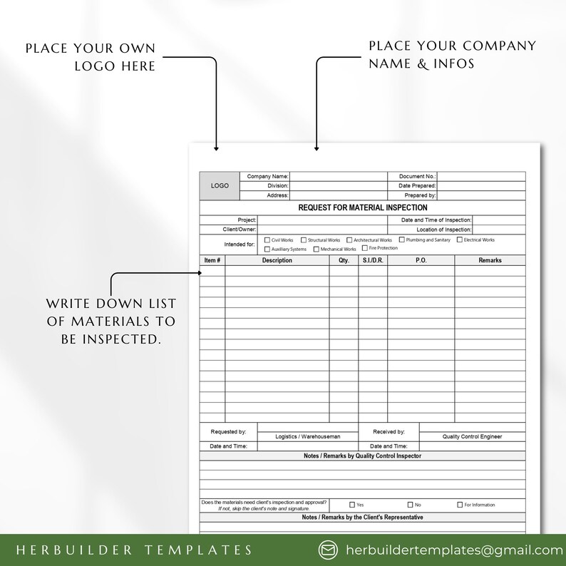Request for Material Inspection, Inspection of Delivered Materials ...