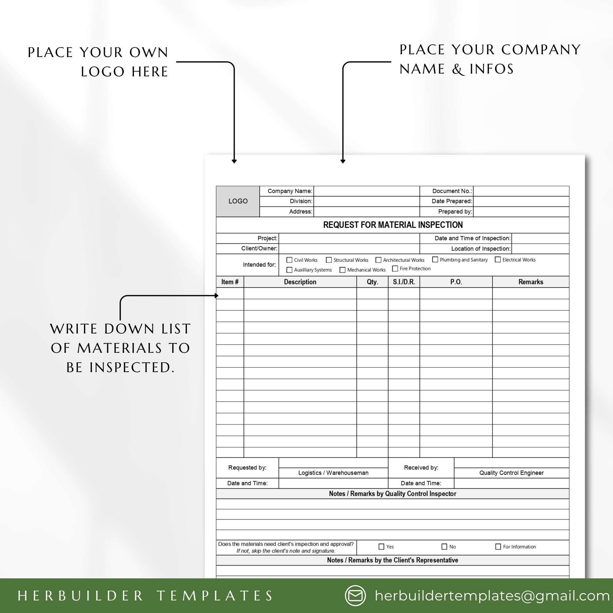 Request for Material Inspection, Inspection of Delivered Materials ...