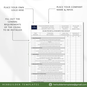 Ceiling Pre-installation Inspection Checklist, Ceiling Enclosure ...