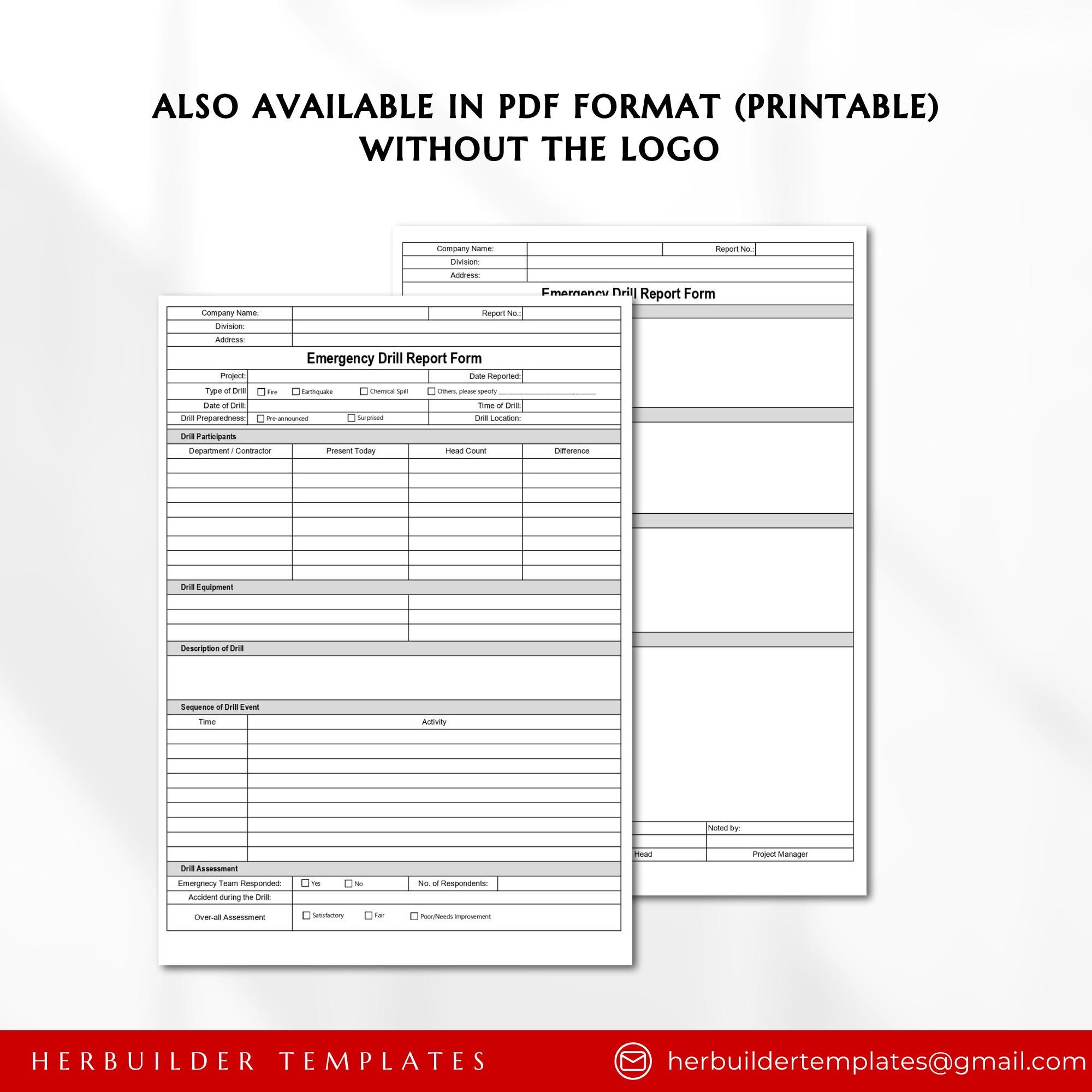 Emergency Drill Report Form, Drill Evaluation Report, Emergency ...