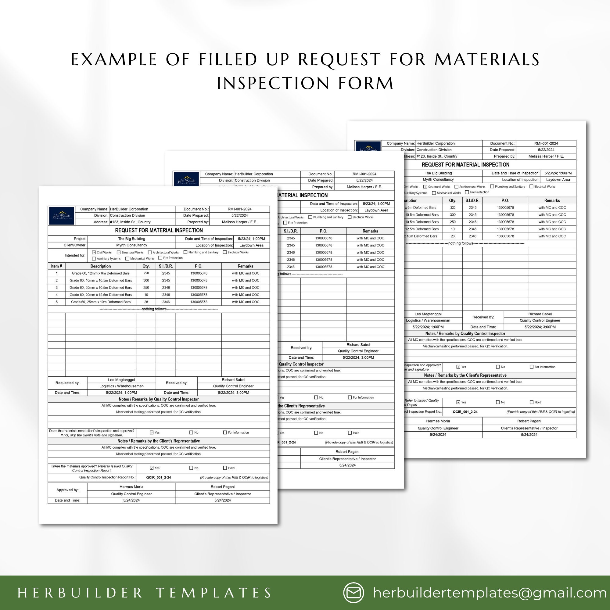 Request for Material Inspection, Inspection of Delivered Materials ...