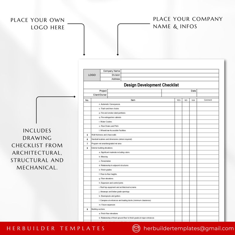 Design Development Checklist of a Construction Project, Drawing ...