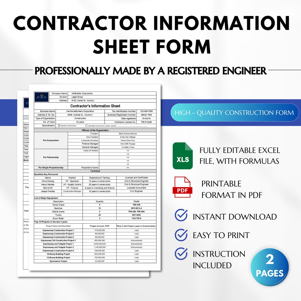 Contractor Information Sheet Form, Contractor Pre-qualification Form ...