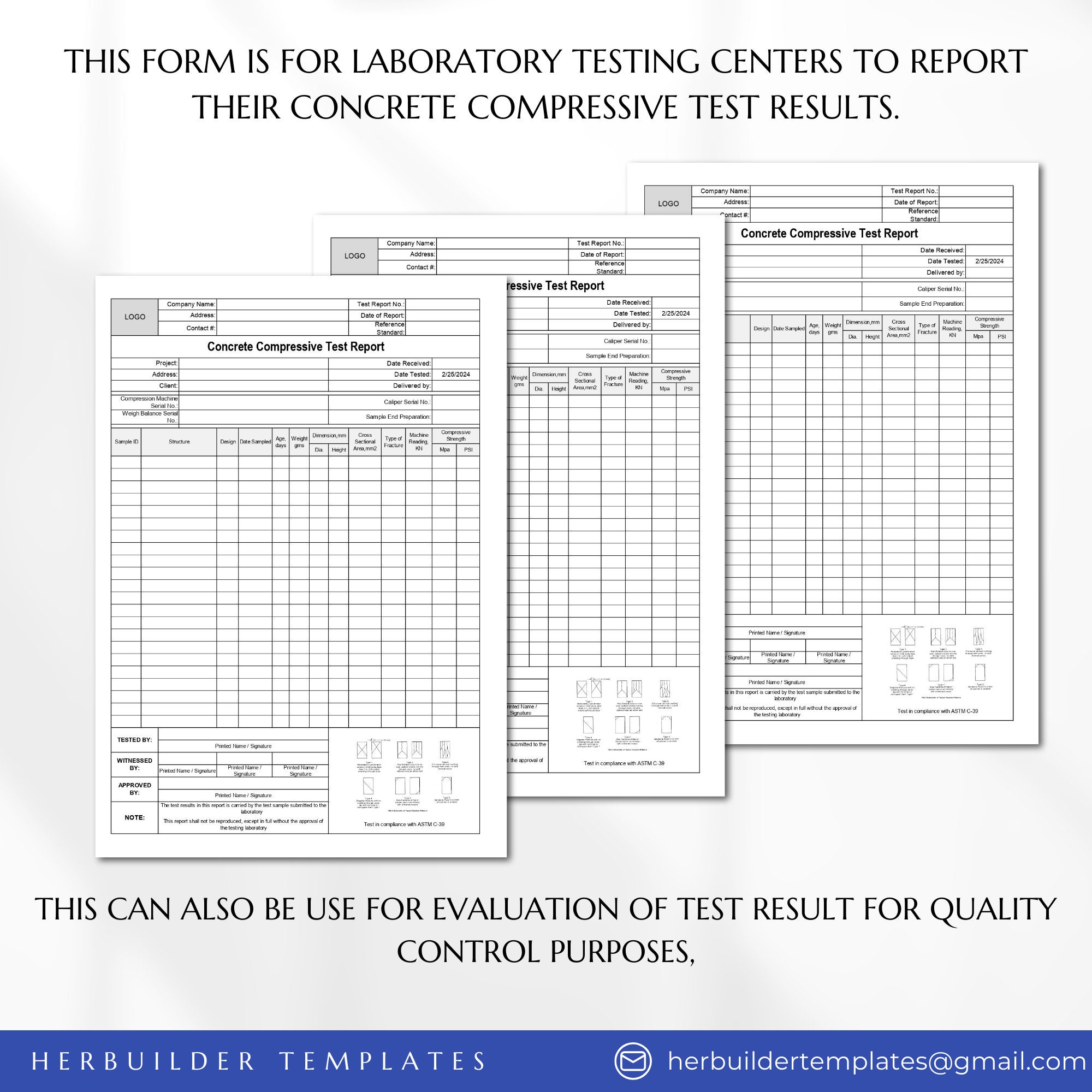 Concrete Compressive Test Report Form, Concrete Test Evaluation Report ...