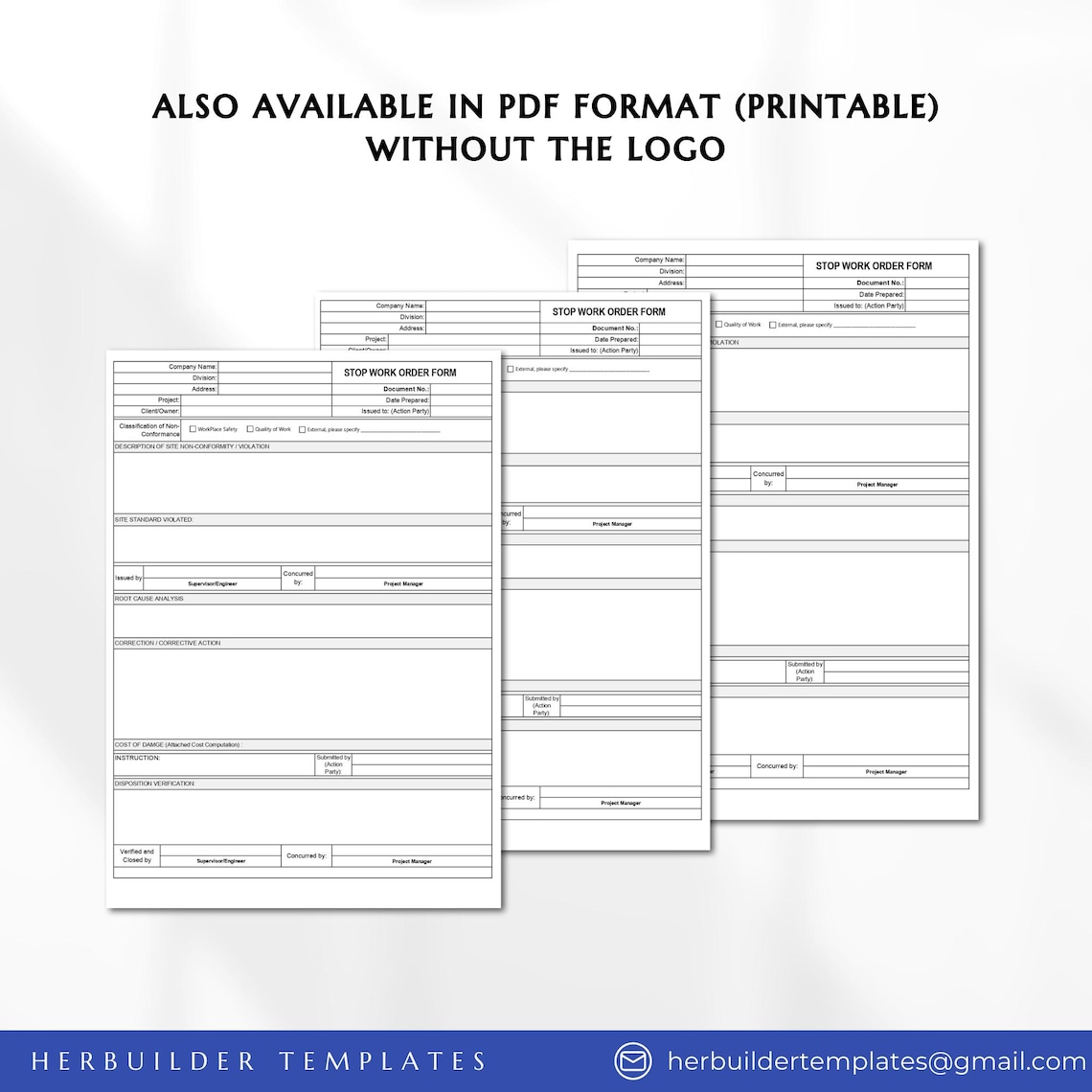 Stop Work Order Form, Construction Stop Work Order Form, Safety Form ...