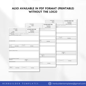Stop Work Order Form, Construction Stop Work Order Form, Safety Form ...
