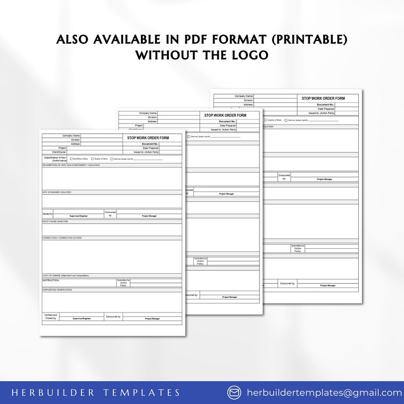 Stop Work Order Form, Construction Stop Work Order Form, Safety Form ...