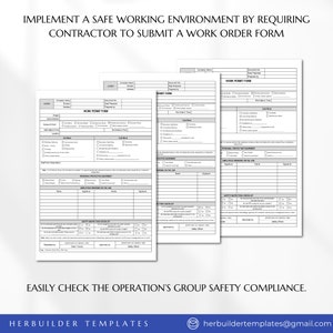 Construction Work Permit Form, Permit to Work Form, Safety Inspection ...