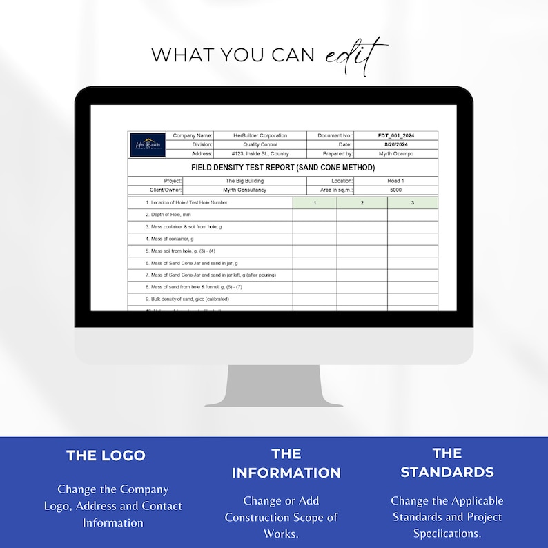 Field Density Test Report, Sand Cone Method Test, Soil Density ...