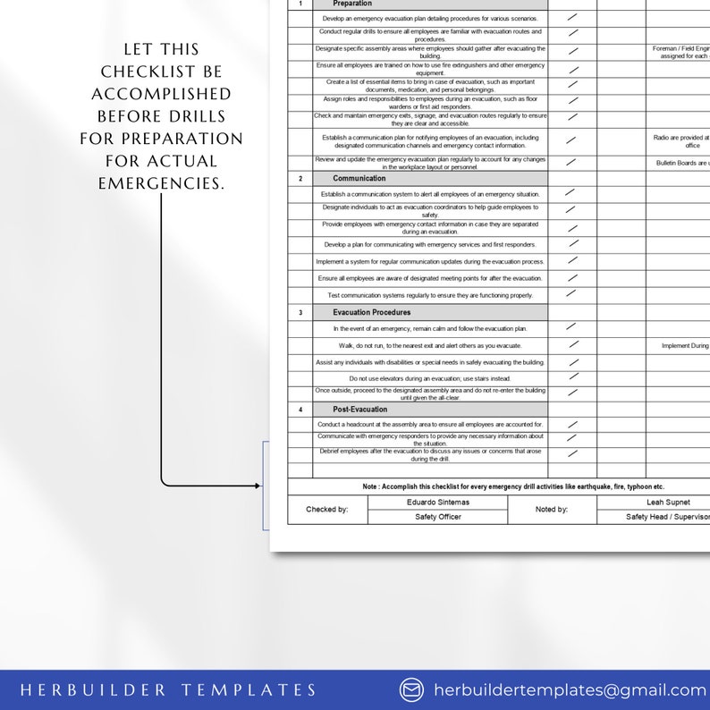 Construction Evacuation Checklist, Emergency Evacuation Procedure ...