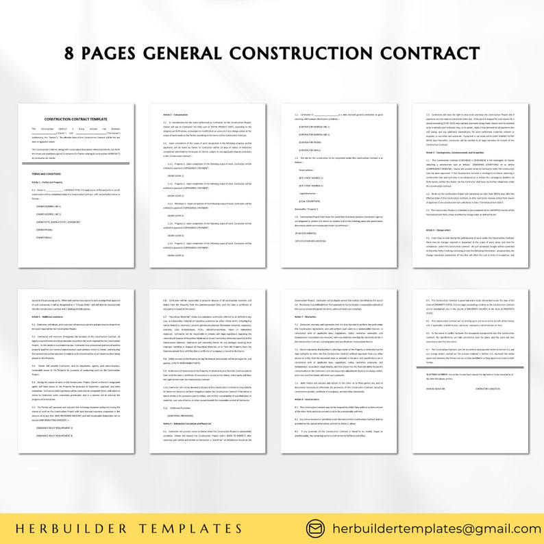 General Construction Contract Agreement, Building and Project Contract ...