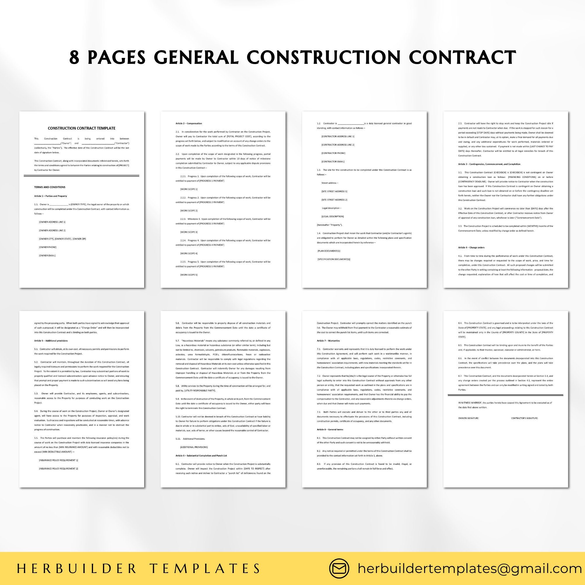 General Construction Contract Agreement, Building and Project Contract ...