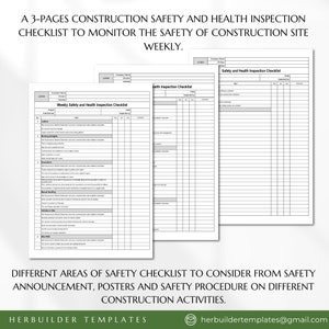 Construction Safety and Health Inspection Checklist, Construction ...