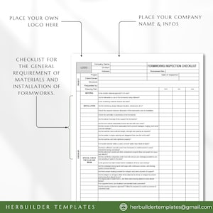 Formworks Inspection Checklist, Shutter Inspection, Formworks Before ...