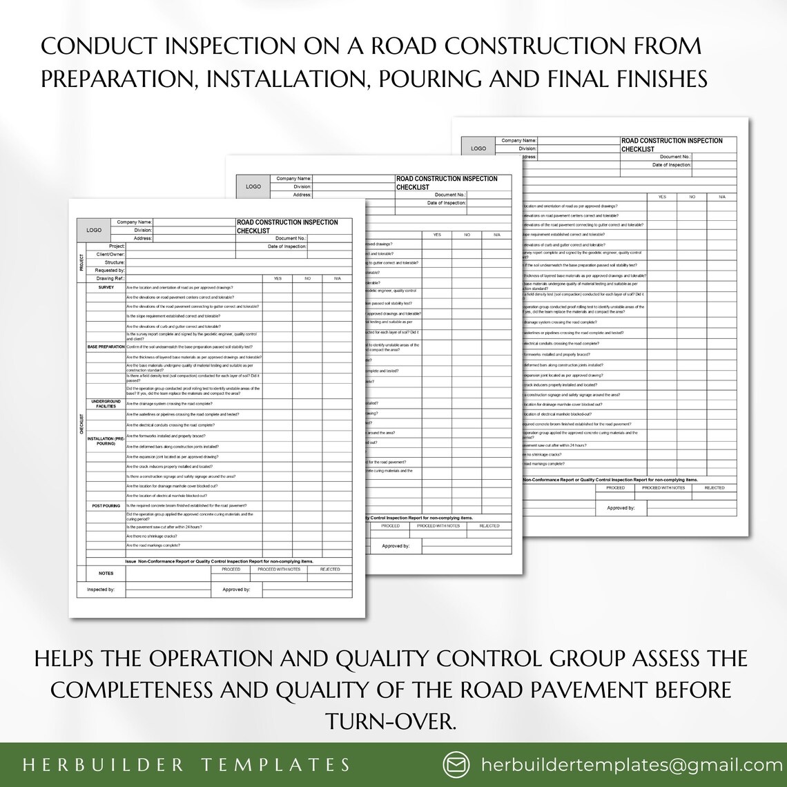 Road Construction Inspection Checklist, Pavement Inspection, Land ...
