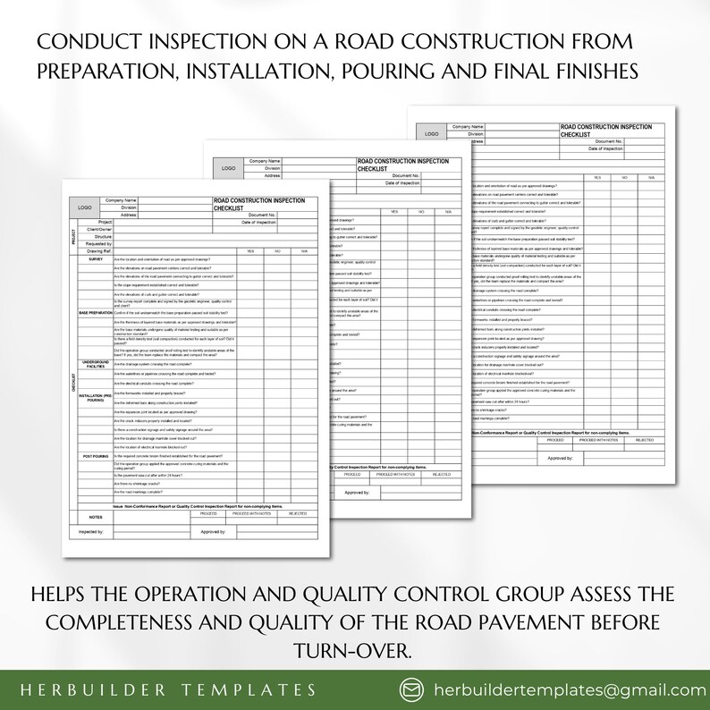 Road Construction Inspection Checklist, Pavement Inspection, Land ...