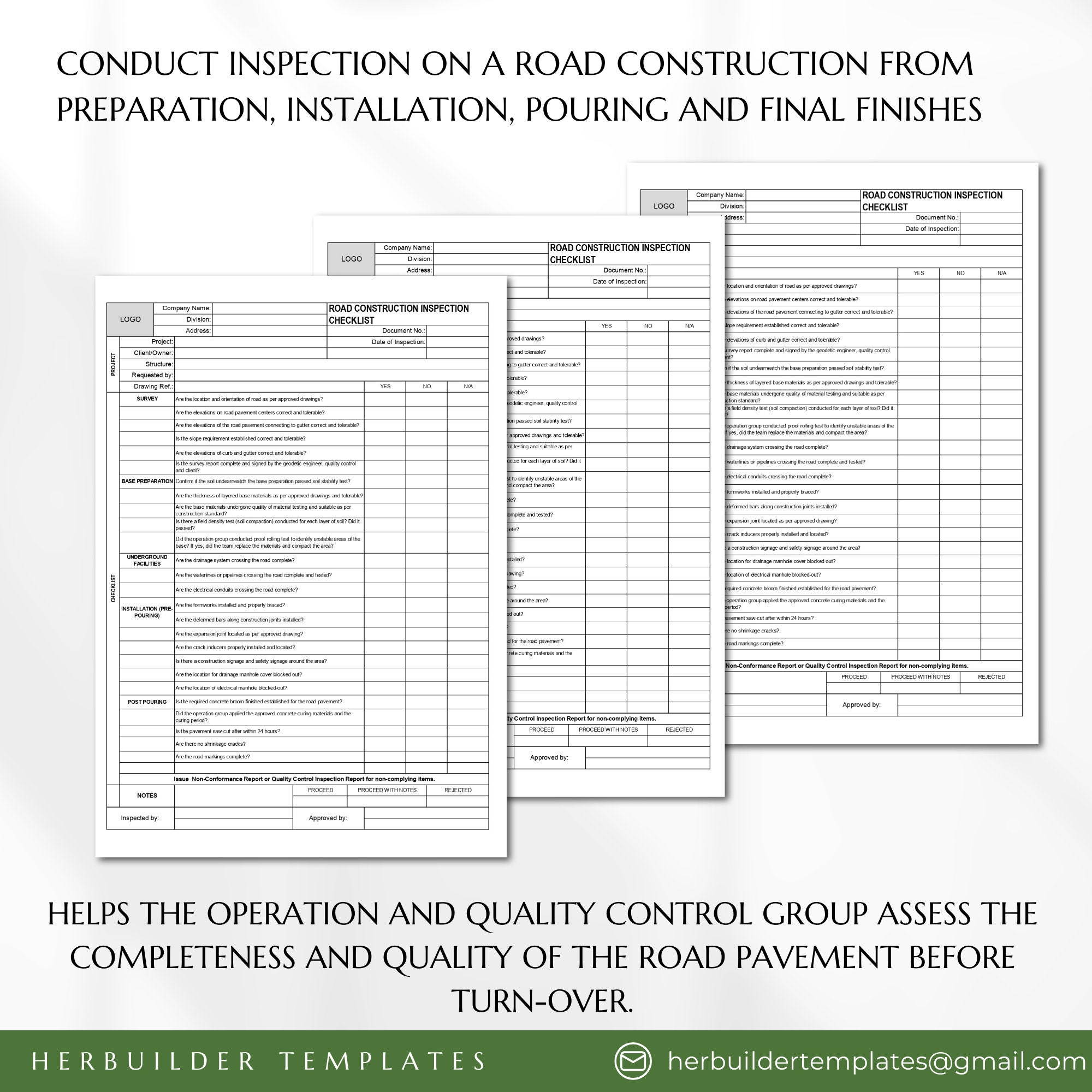 Road Construction Inspection Checklist, Pavement Inspection, Land ...